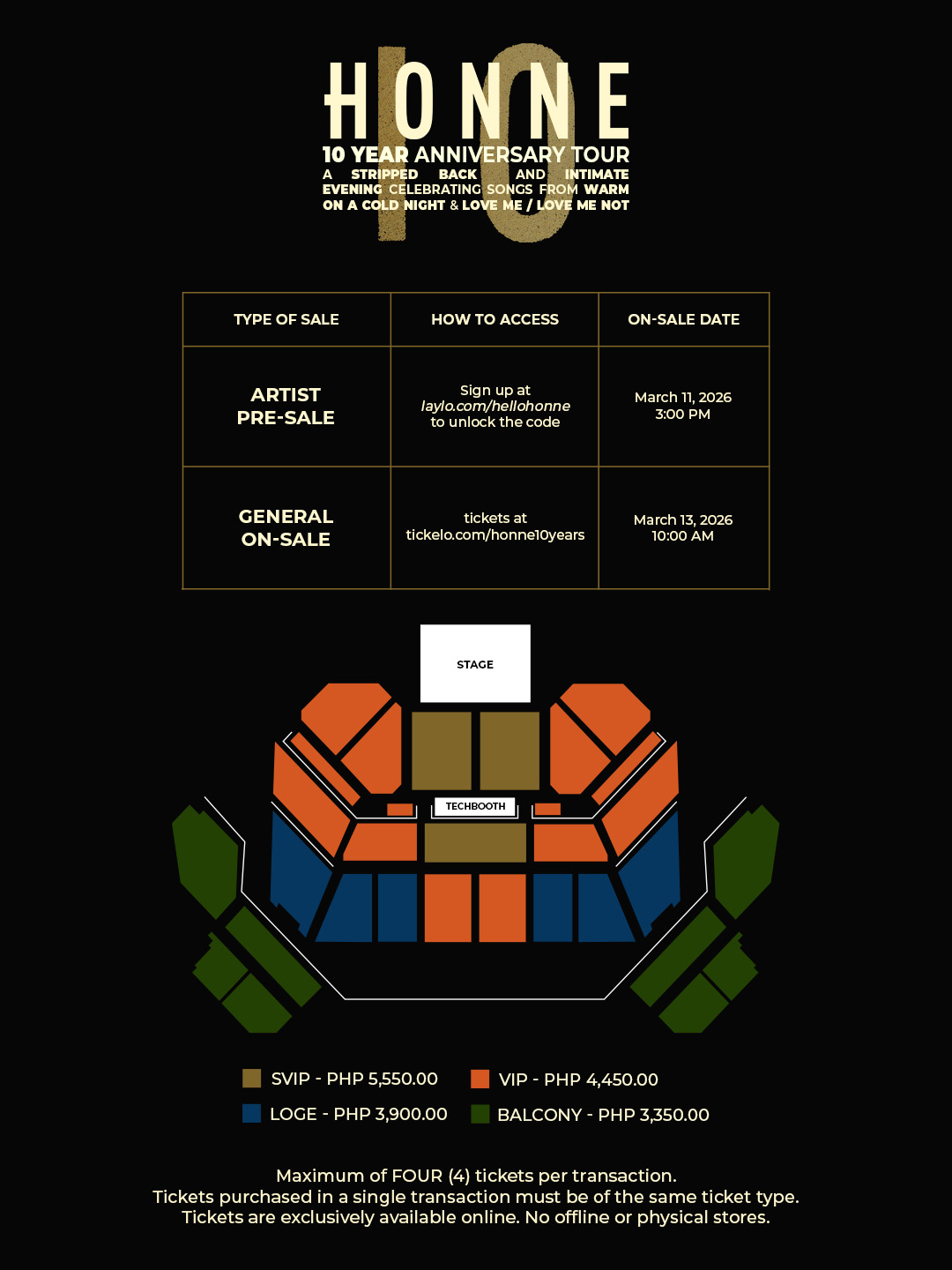 HONNE 10 Year Anniversary Tour - DAY 1 , Aug 10, 2026 | tickelo